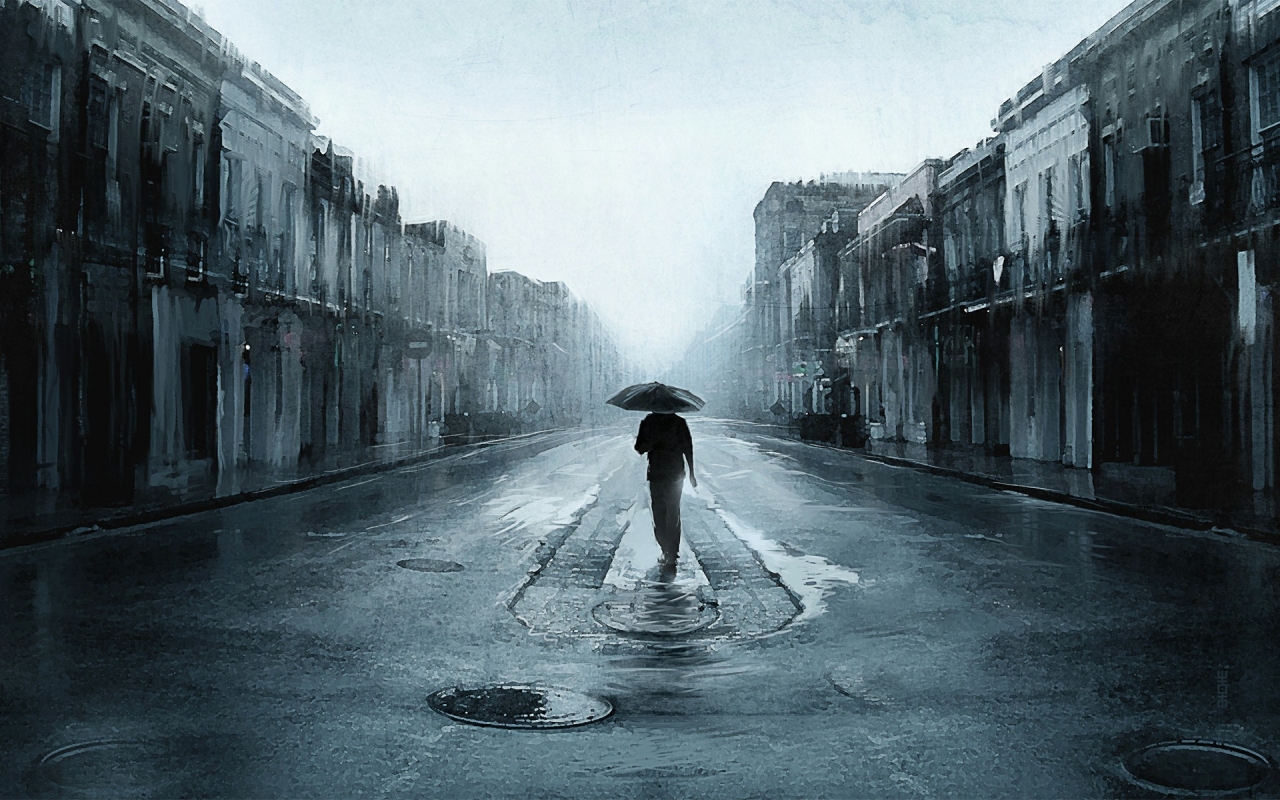 sad-man-with-umbrella-walking-in-a-lonely-street-digital-art-artwork ...